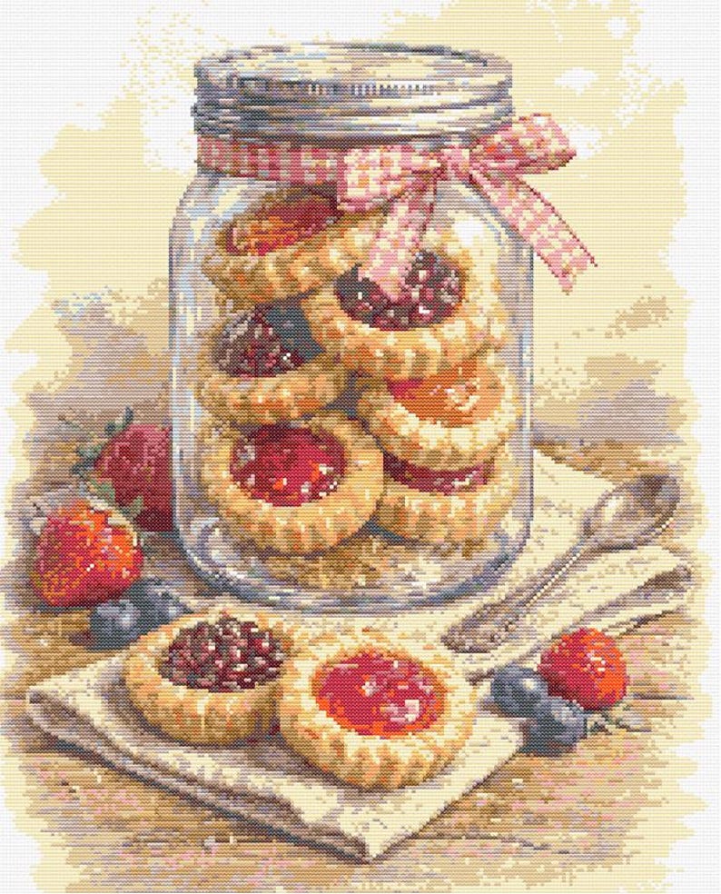 Vintage Jam Tarts Cross Stitch Pattern, Kitchen Embroidery (PDF Pattern ...