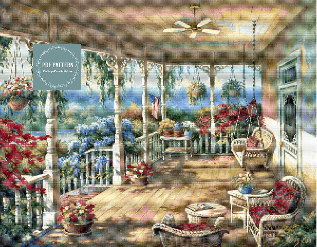 Summer Veranda Cross Stitch Pattern Printable Pdf Pattern - Etsy