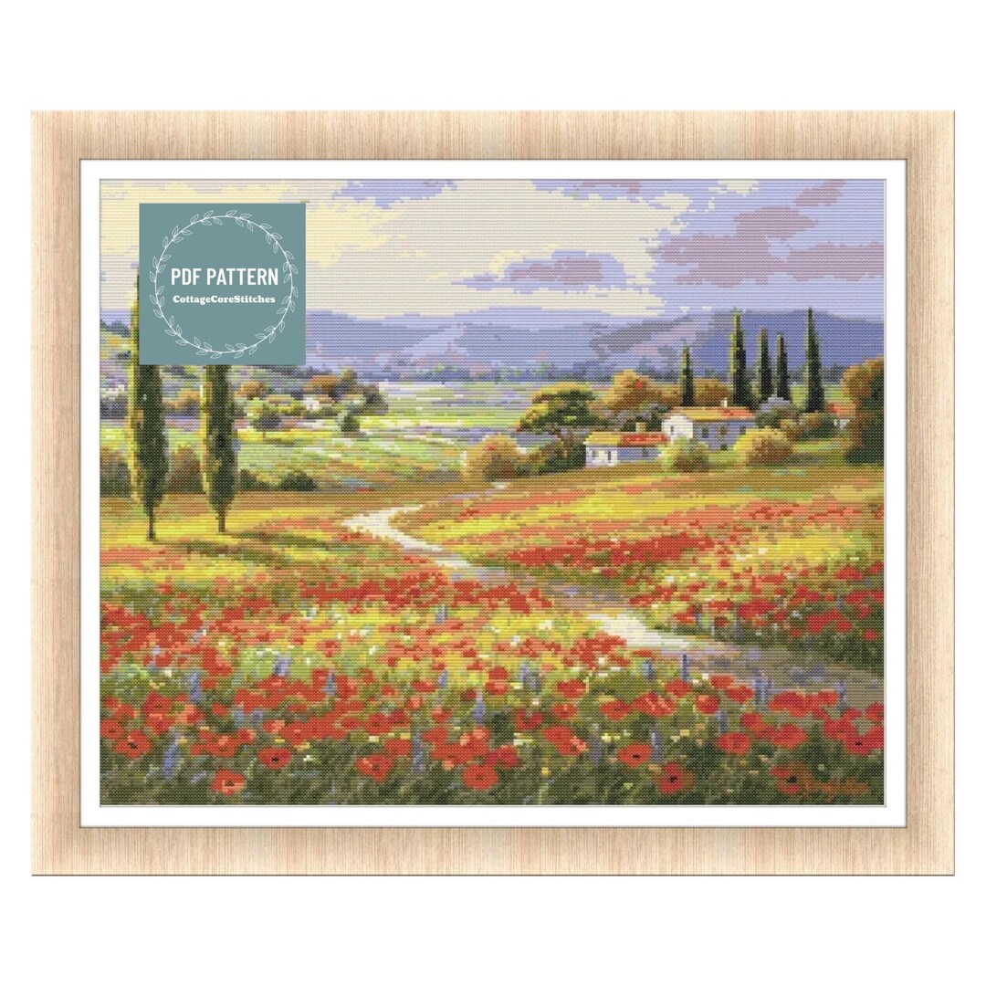 Tuscan Countryside Cross Stitch Pattern, Printable Pdf Pattern, Cross ...