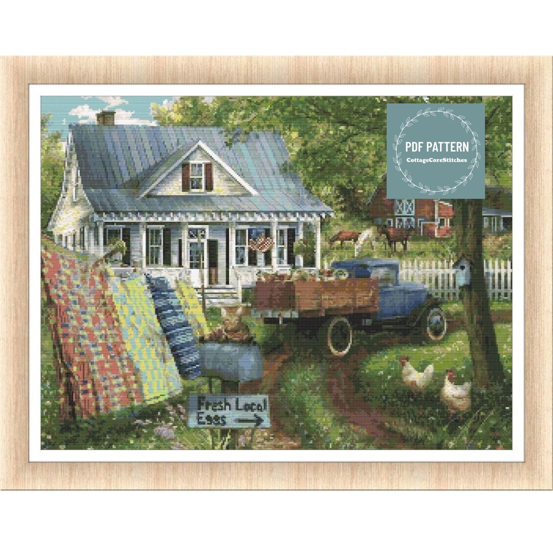 Country Living Cross Stitch Pattern, Farmhouse Pdf Pattern, Cross ...