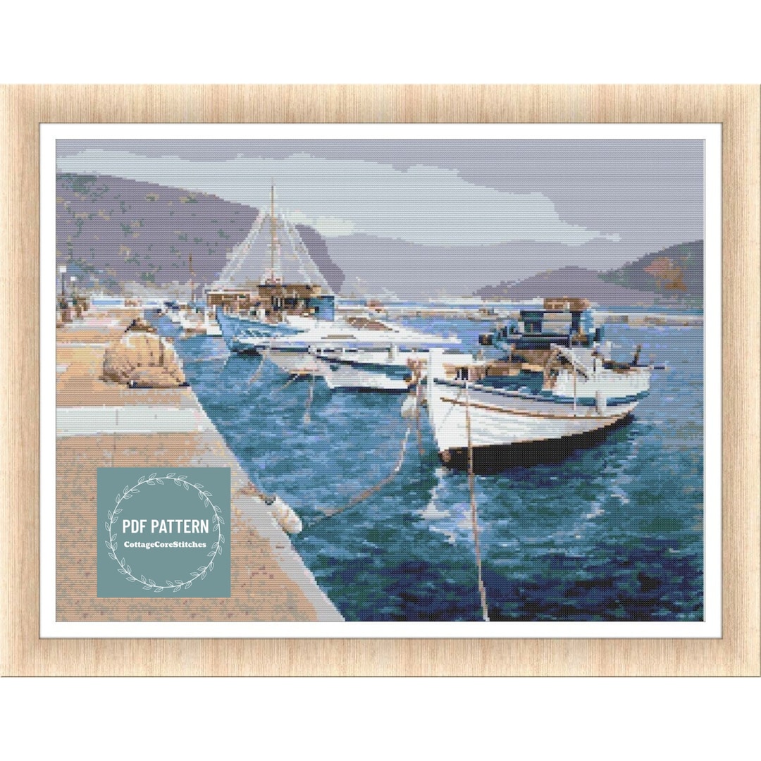 Summer Cross Stitch Pattern, Boat Cross Stitch, Farmhouse Pdf Pattern ...