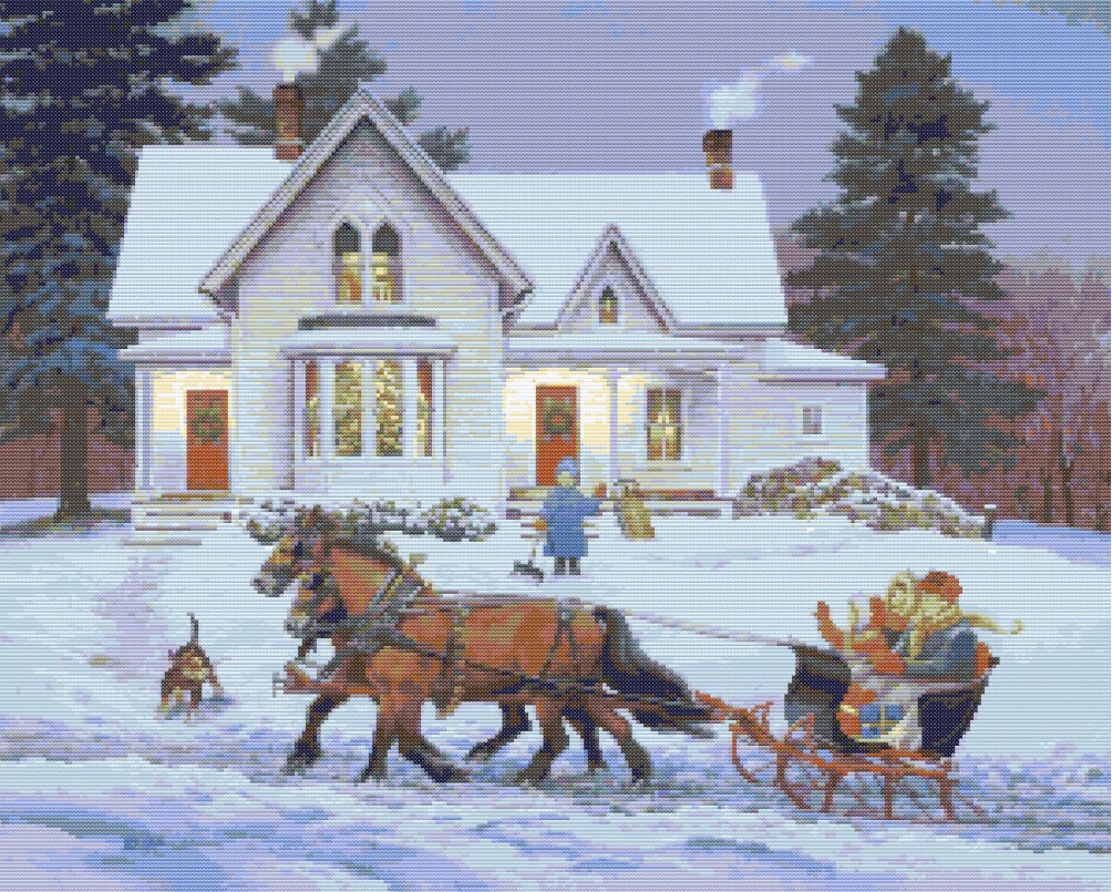 Sleigh Ride Home Cross Stitch Pattern, Farmhouse Pdf Pattern, Cross ...