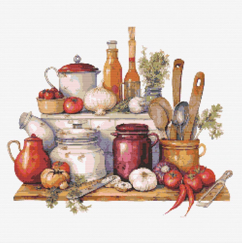 Cross Stitch Pattern Pdf Cottagecore Kitchen, Printable Pdf Pattern ...