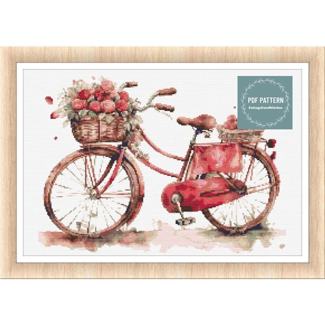 Retro Bicycle Bike Cross Stitch Pattern Pdf, Printable Pdf Pattern ...