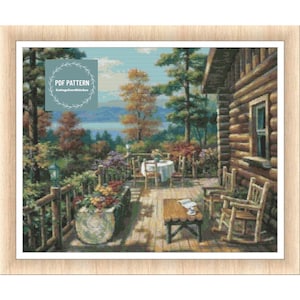 Wooden Cottage Veranda Cross Stitch Pattern, Printable Pdf Pattern ...