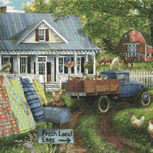 Country Living Cross Stitch Pattern, Farmhouse Pdf Pattern, Cross ...