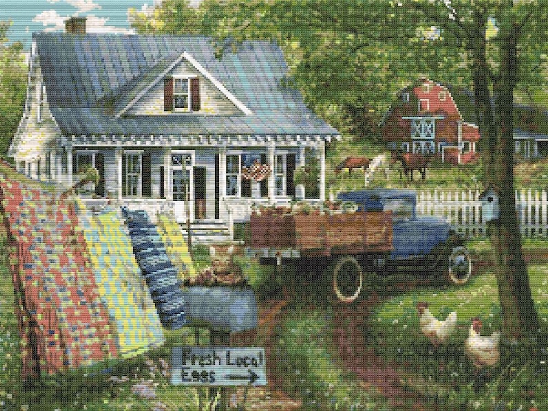 Country Living Cross Stitch Pattern, Farmhouse Pdf Pattern, Cross ...