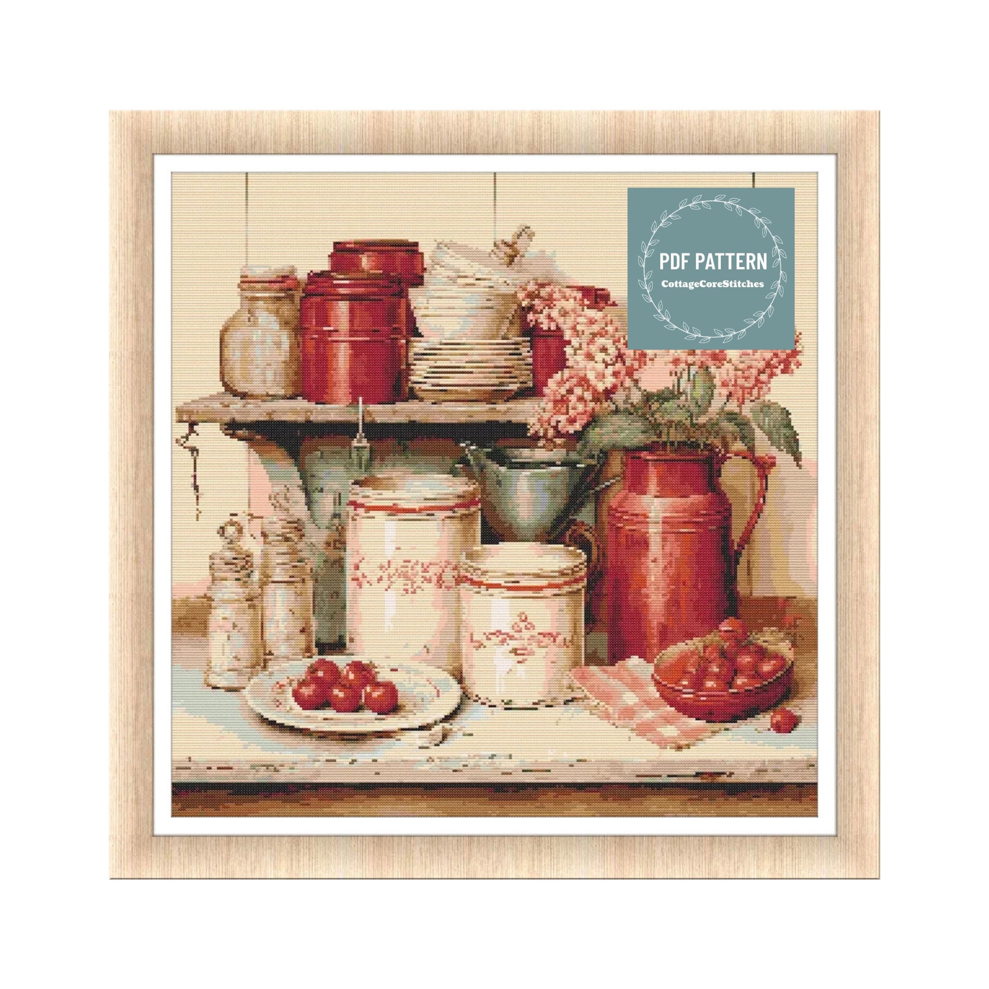 Cross Stitch Pattern Pdf Vintage Kitchen, Printable Pdf Pattern ...