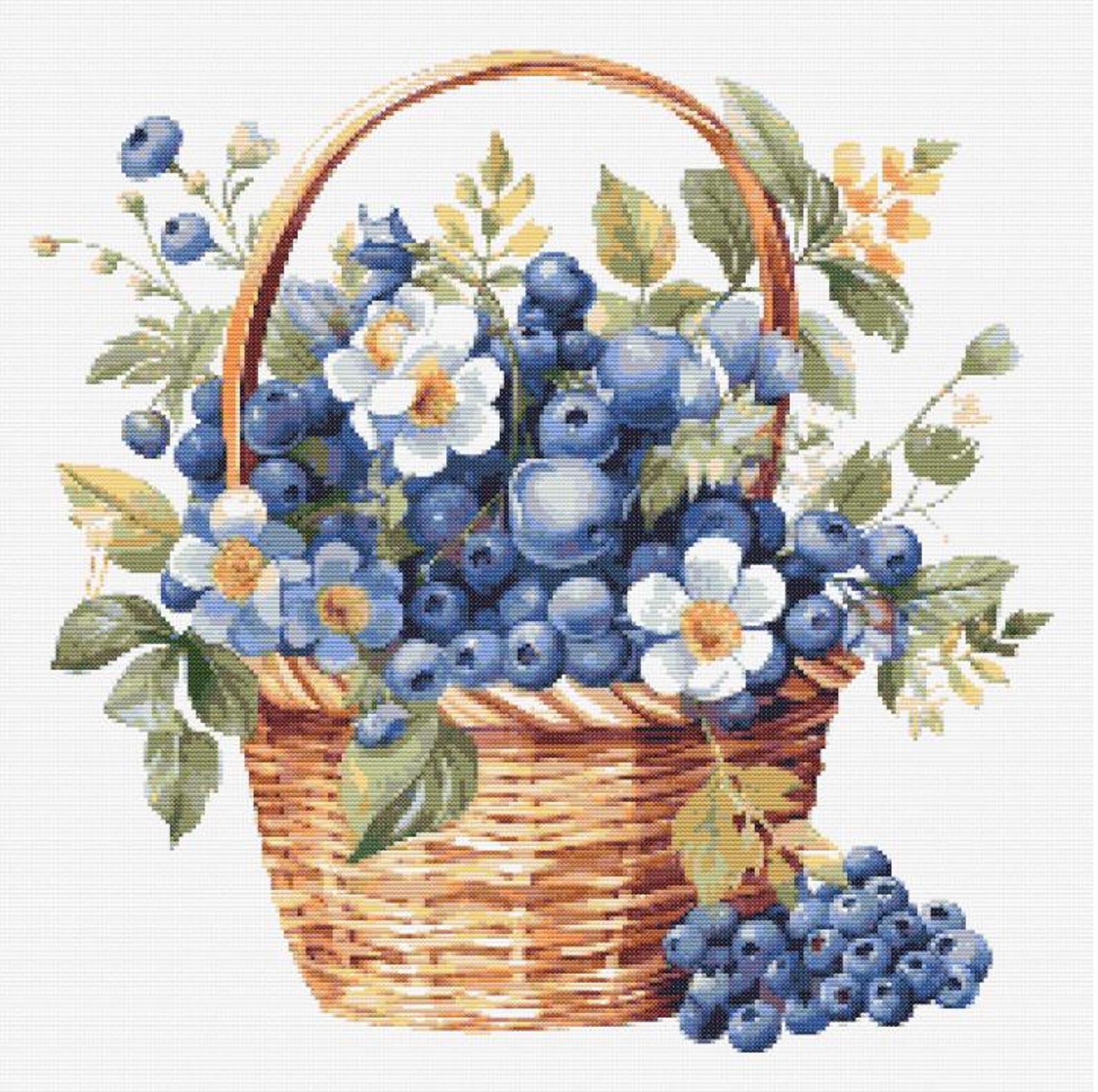 Blueberry Basket Cross Stitch Pattern, Instant Download PDF, Counted ...