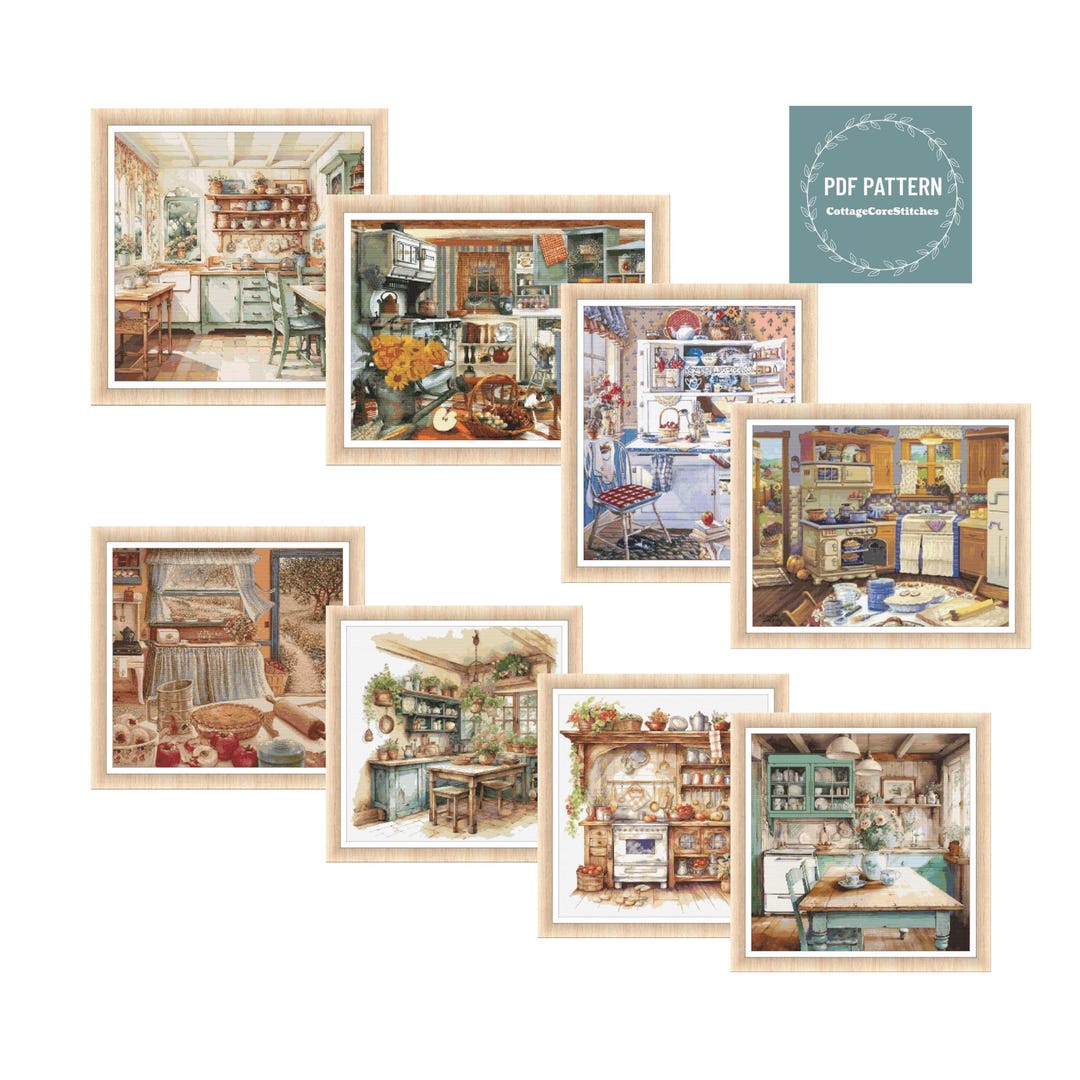 Cross Stitch Pattern BUNDLE Vintage Kitchen, Printable Pdf Pattern ...