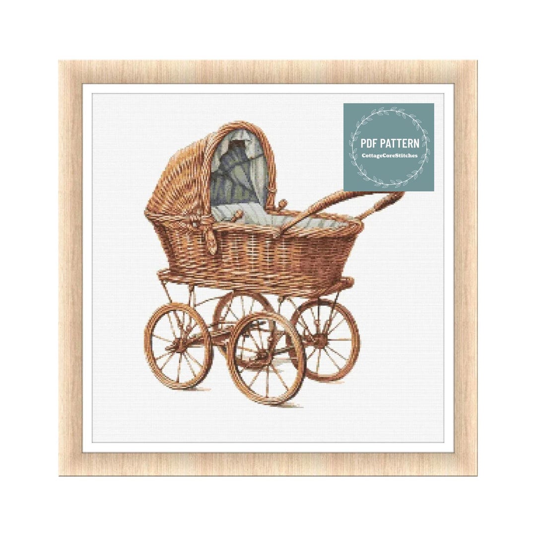 Cross Stitch Pattern Pdf Vintage Baby Stroller, Baby Girl Stroller ...
