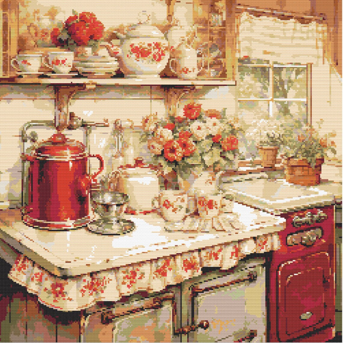 Cross Stitch Pattern Pdf Vintage Kitchen, Printable Pdf Pattern ...