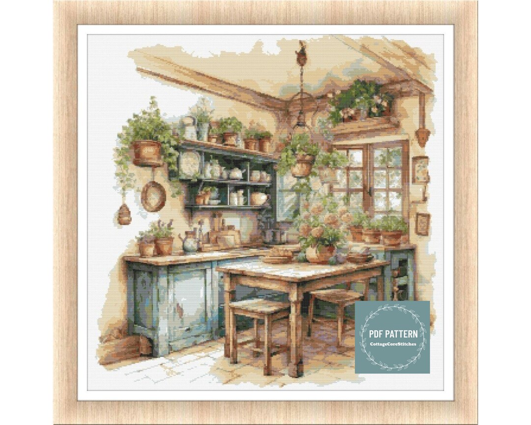 Cross Stitch Pattern Pdf Vintage Kitchen, Printable Pdf Pattern ...