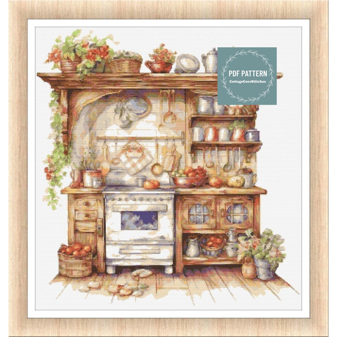 Cross Stitch Pattern Pdf Vintage Kitchen, Printable Pdf Pattern ...