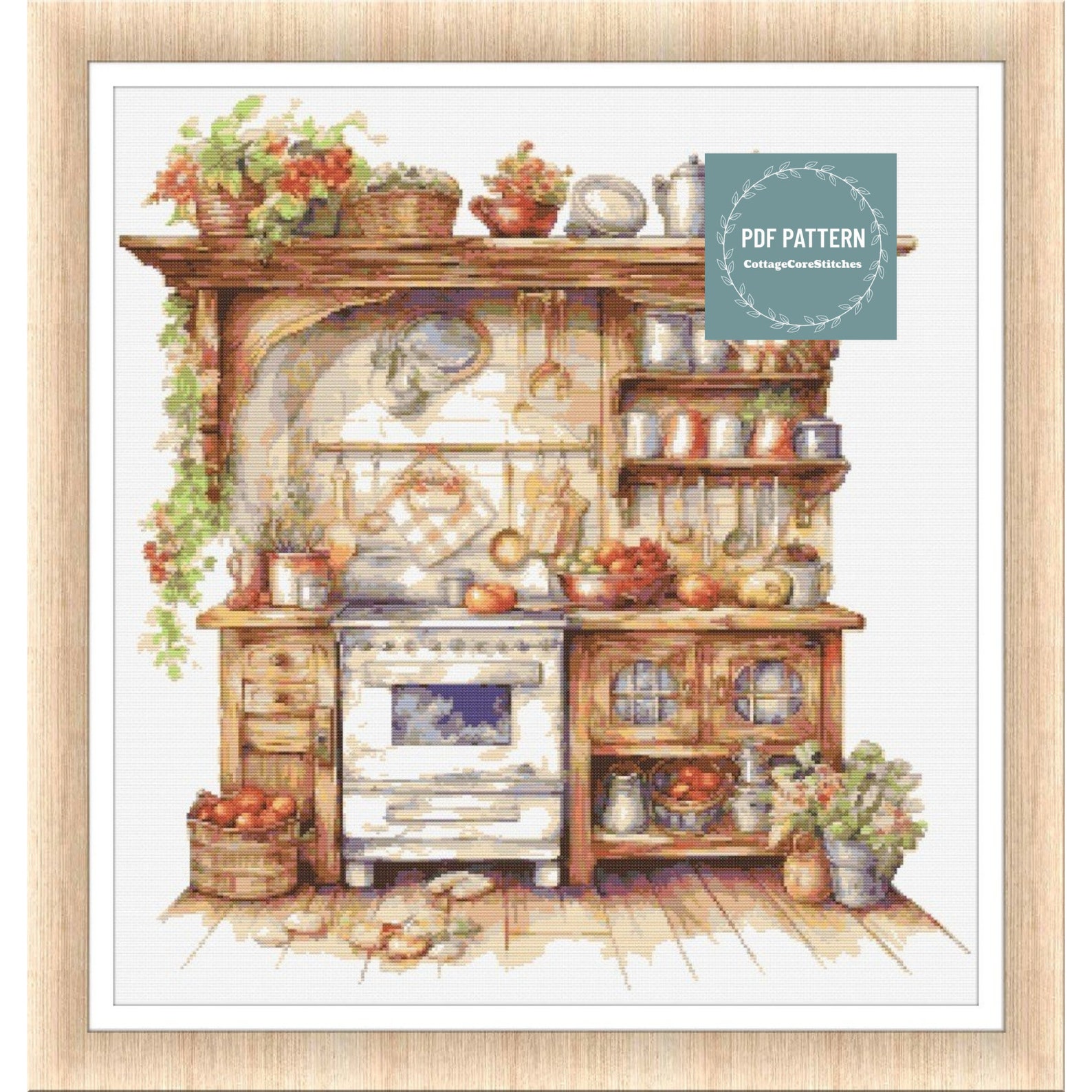 Cross Stitch Pattern Pdf Vintage Kitchen, Printable Pdf Pattern ...