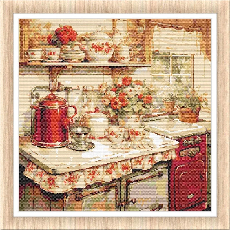 Cross Stitch Pattern Pdf Vintage Kitchen, Printable Pdf Pattern ...