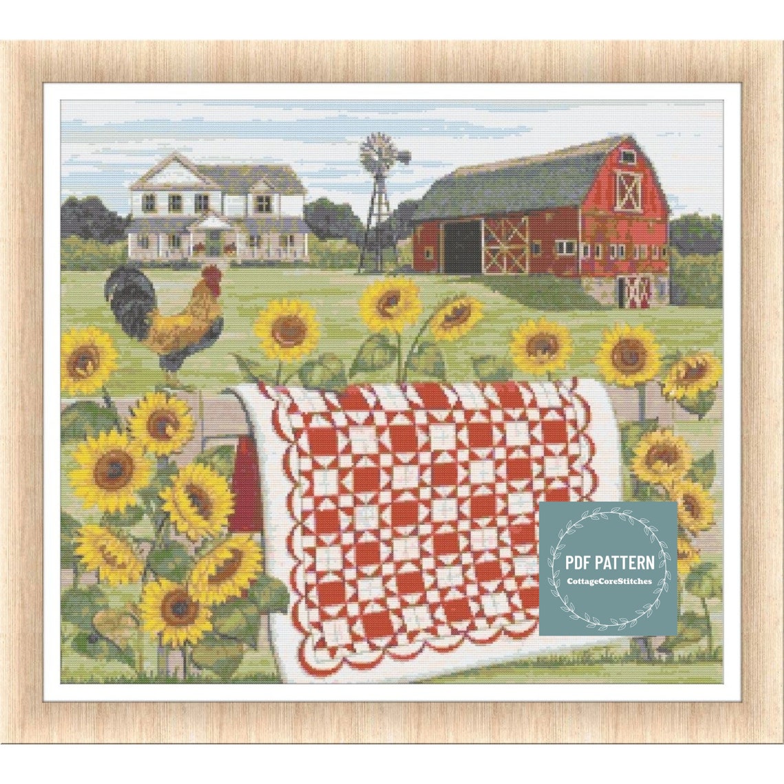 Sunflowers Farmhouse Cross Stitch Pattern, Pdf Pattern, Cross Stitch ...