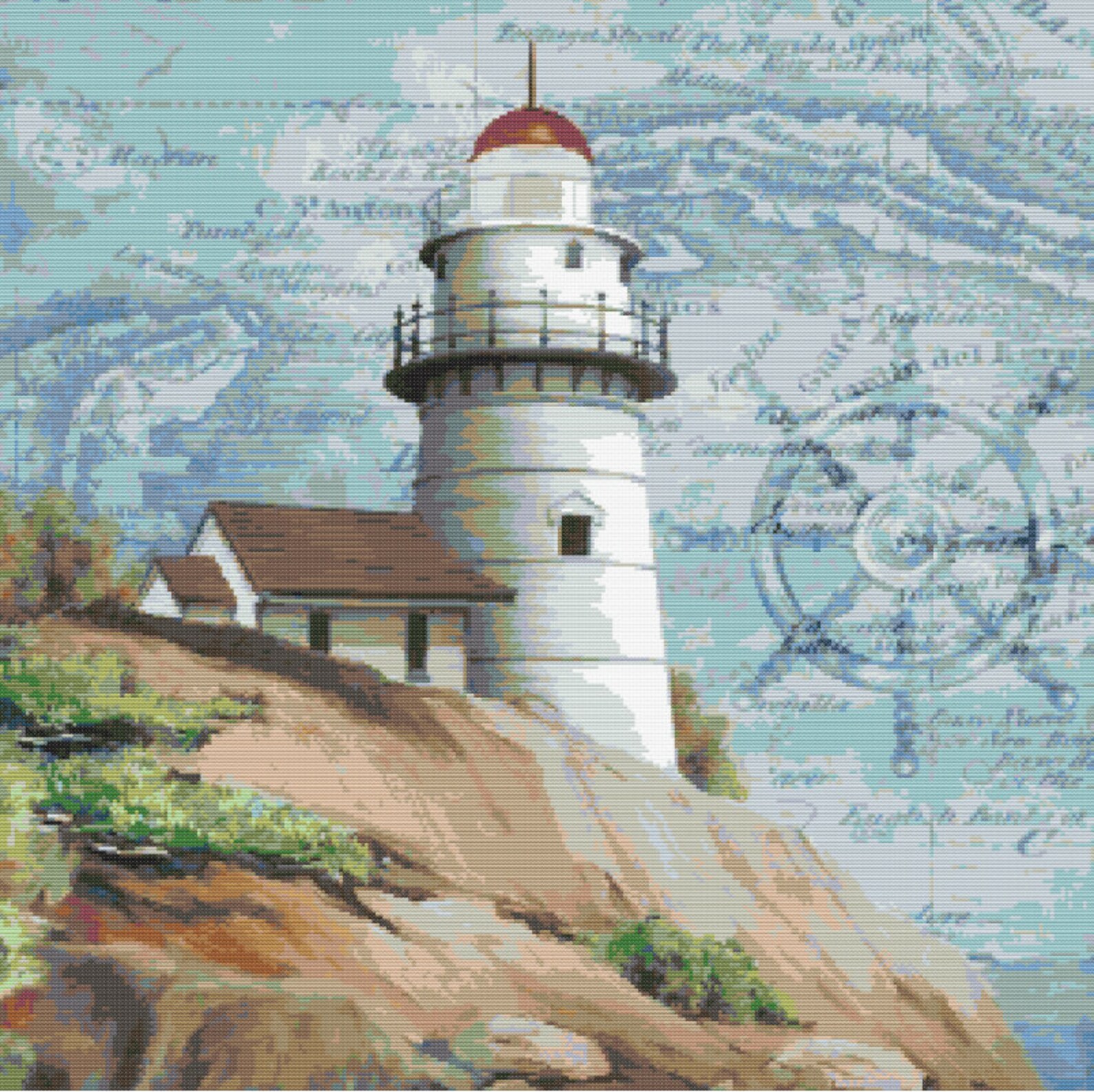 Lighthouse Cross Stitch Pattern, Sea Scene Cross Stitch, Printable Pdf ...