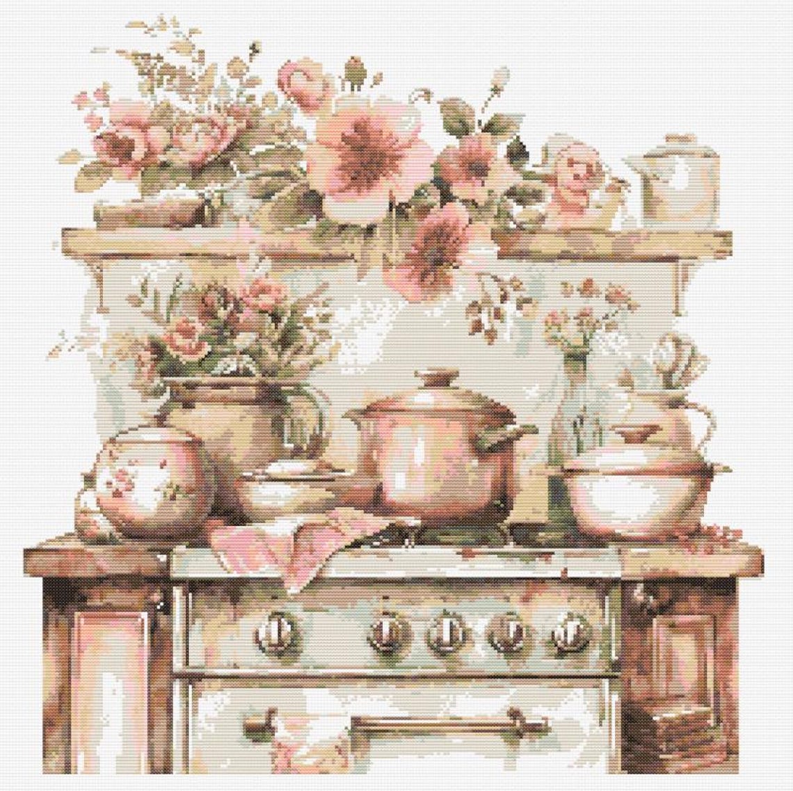 Shabby Chic Retro Kitchen Cross Stitch Pattern Pdf, Printable Pdf ...