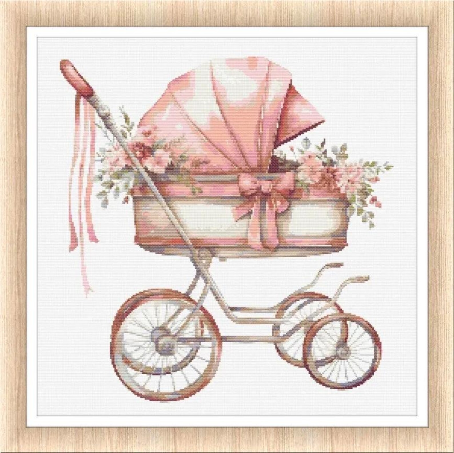 Vintage Baby Stroller Cross Stitch Pattern Pdf, Baby Girl Stroller ...