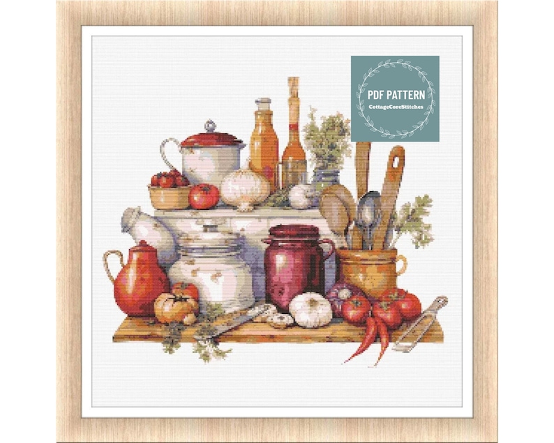 Cross Stitch Pattern Pdf Cottagecore Kitchen, Printable Pdf Pattern ...