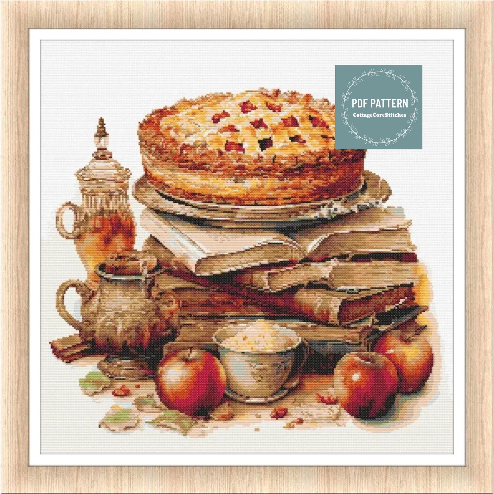 Apple Pie Cross Stitch Pattern Pdf, Printable Pdf Pattern, Cross Stitch ...