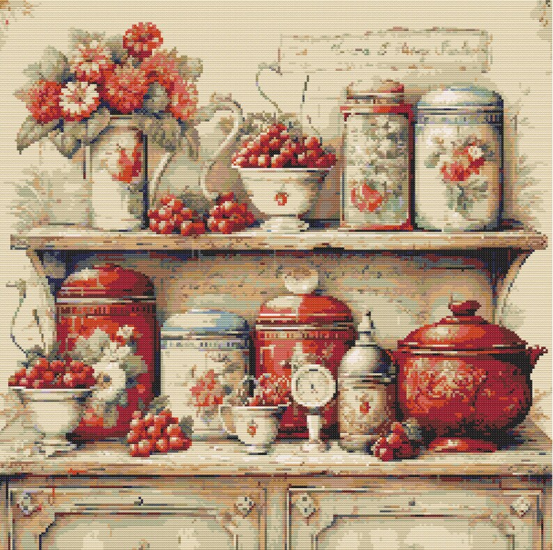 Cross Stitch Pattern Pdf Vintage Kitchen, Printable Pdf Pattern ...