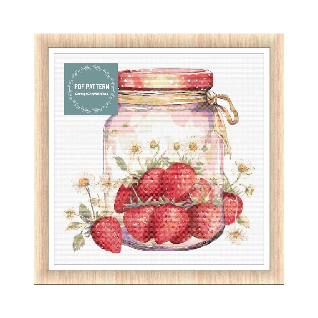 Strawberry Jam Cross Stitch Pattern Pdf, Printable Pdf Pattern, Cross ...
