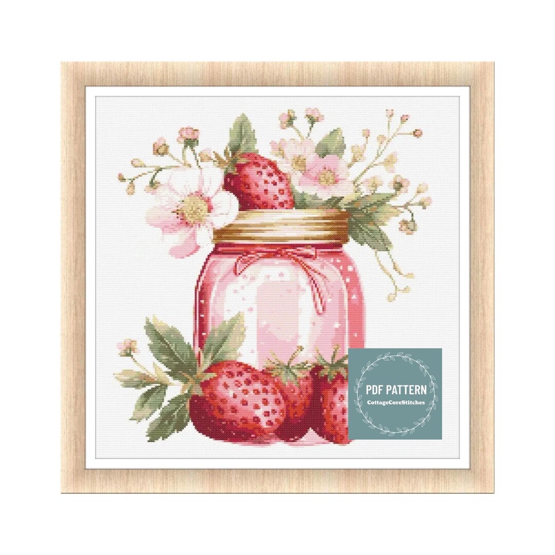 Strawberry Jam Cross Stitch Pattern Pdf, Printable Pdf Pattern, Cross ...