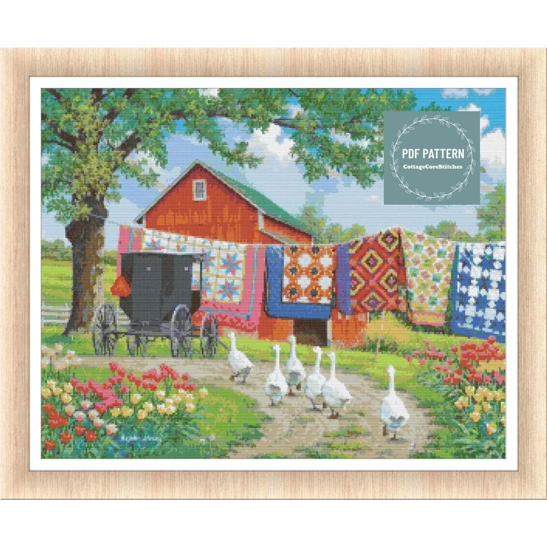 Farmhouse Cross Stitch Pattern, Cross Stitch Pattern Country, Hand ...