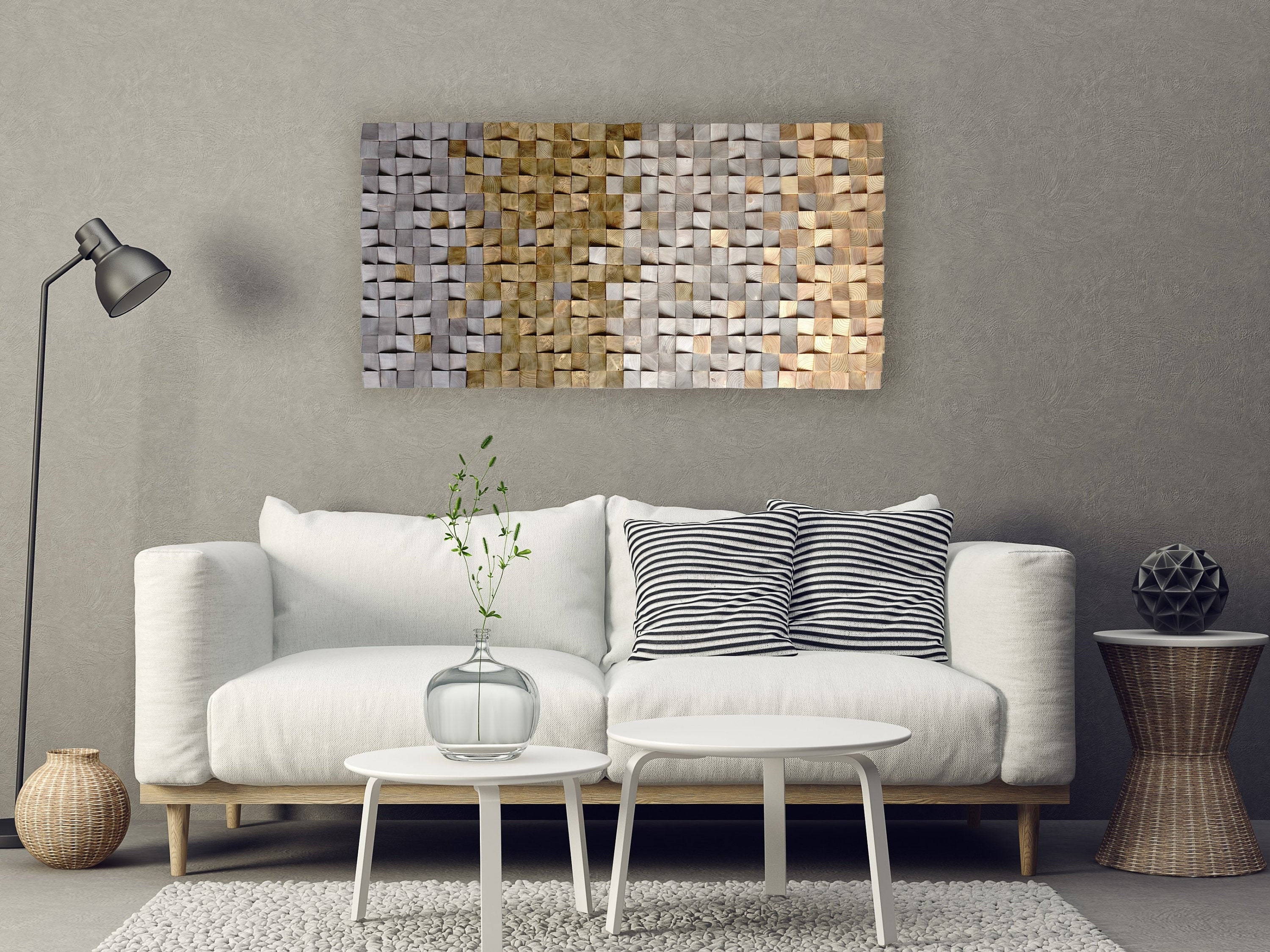 Wooden Mosaic Wall Decor Texture Wood Wall Art Wall Hanging - Etsy
