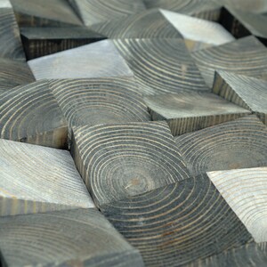Wood Block 3D Wall Art, Hues of Grey Wood Wall Decor, Wooden Wall Art ...