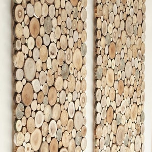 Wood Wall Art Set of 2, Wood Wall Hanging, Tree Rounds Wall Boards ...