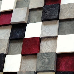 Wooden Mosaic Wall Decor, Texture Wood Wall Art, Wall Hanging, 3D Wall ...