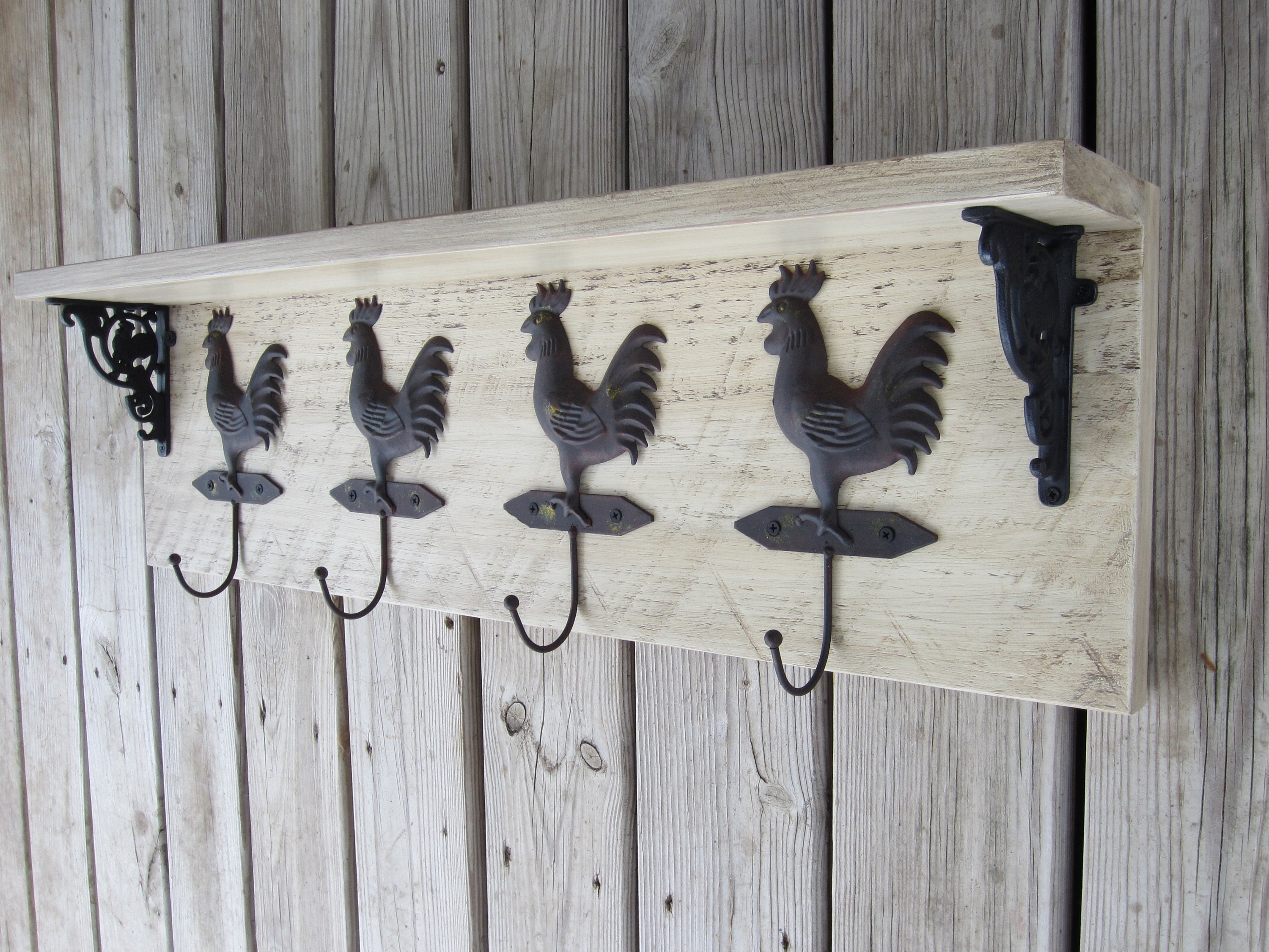 Rustic Country Rooster Coat Rack Country Kitchen Towel Rack | Etsy