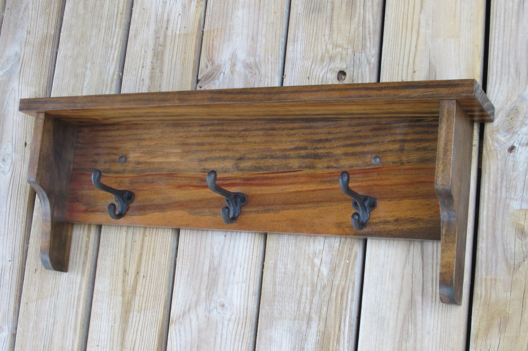 Primative Coat Rack, Farmhouse Coat Rack, Country Coat Rack With Shelf ...
