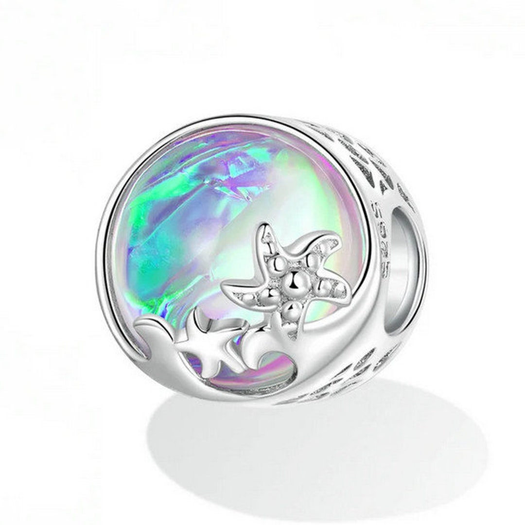Beach Waves Charm, Fresh Ocean Style Starfish Charm , Silver 925 Charm ...