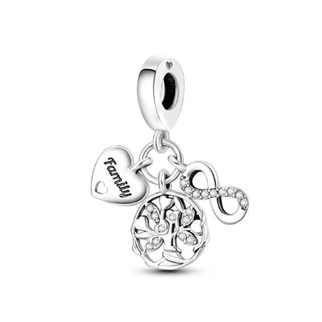Family Infinity Triple Tree Dangle Charm , Silver 925 Charm for Bracelet, Fit for Pandora ...