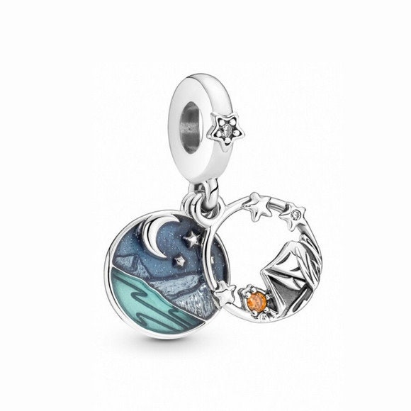 Camping Night Sky Charm , Silver 925 Charm for Bracelet, Fit for ...