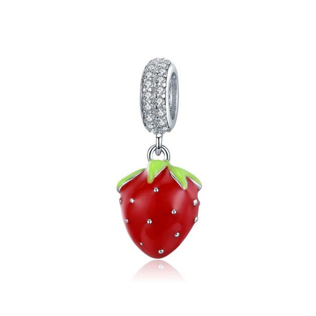 Enamel Strawberry Charm , Silver 925 Charm for Bracelet, Fit for ...