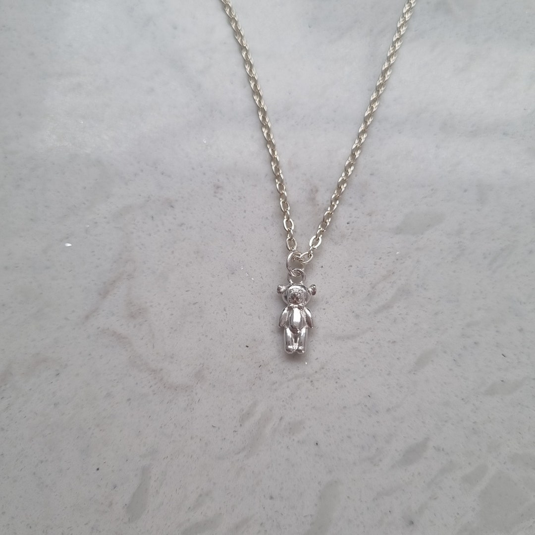 Sterling Silver Teddy Bear Necklace - Etsy
