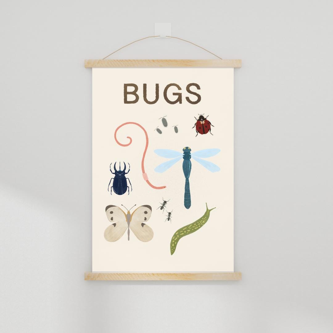 Bugs an Insect Inspired Bug Art Print Home Decor Gift Kids Educational ...