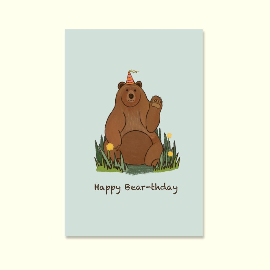 Happy Birthday Bear Greetings Card Bearthday Pun Brown Bear Cute Card ...