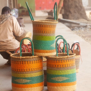 Handwoven Laundry Hamper: Large African Basket With Leather Handles - Etsy
