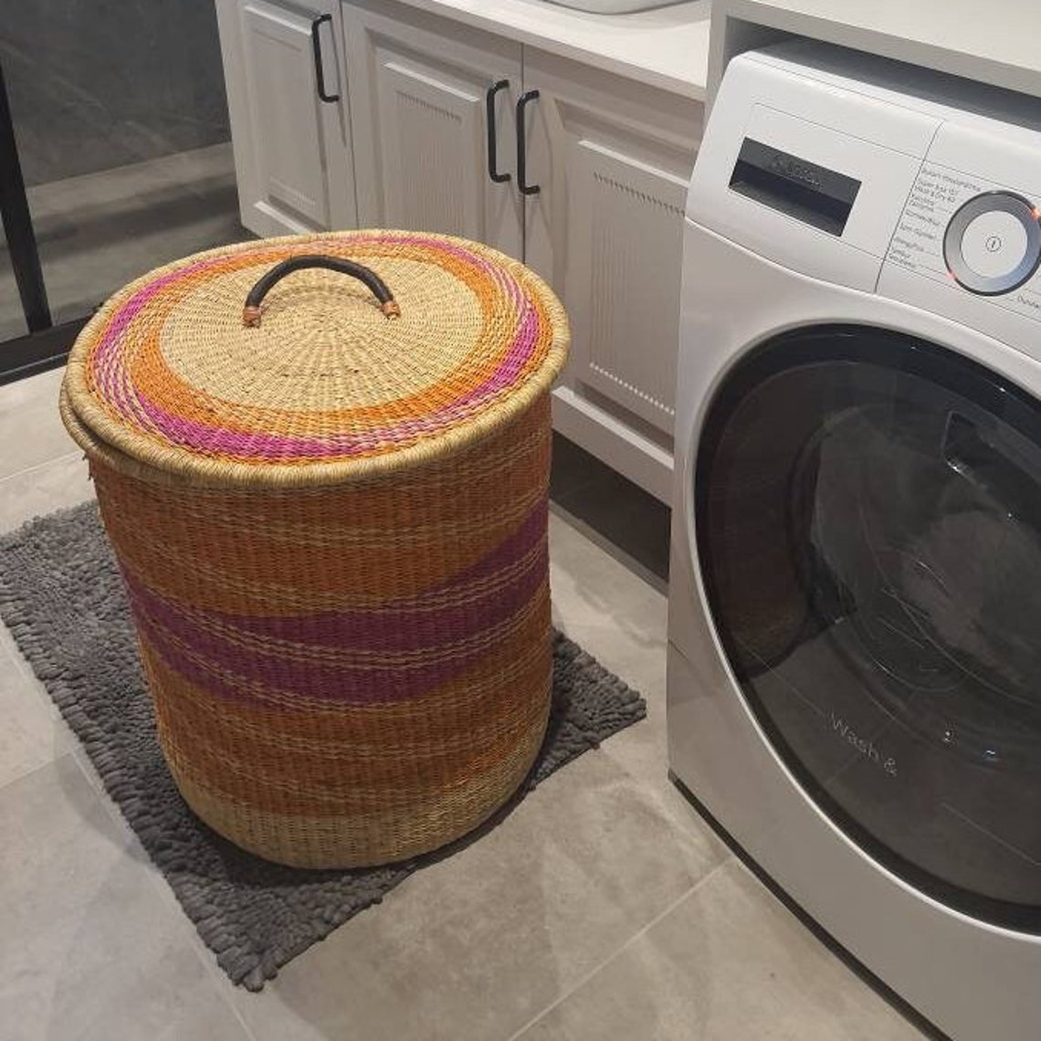 Handwoven Laundry Basket With Lid – Eco-friendly Storage for Towels ...