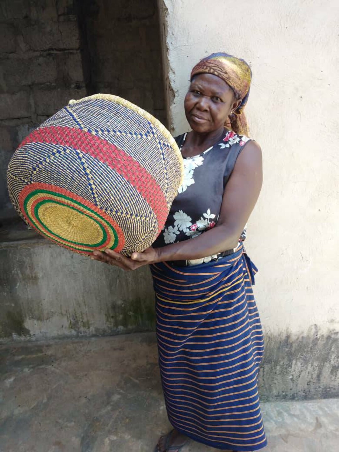 Large Bolga Market Basket, Storage Basket, Grocery Bag, Woven Market ...