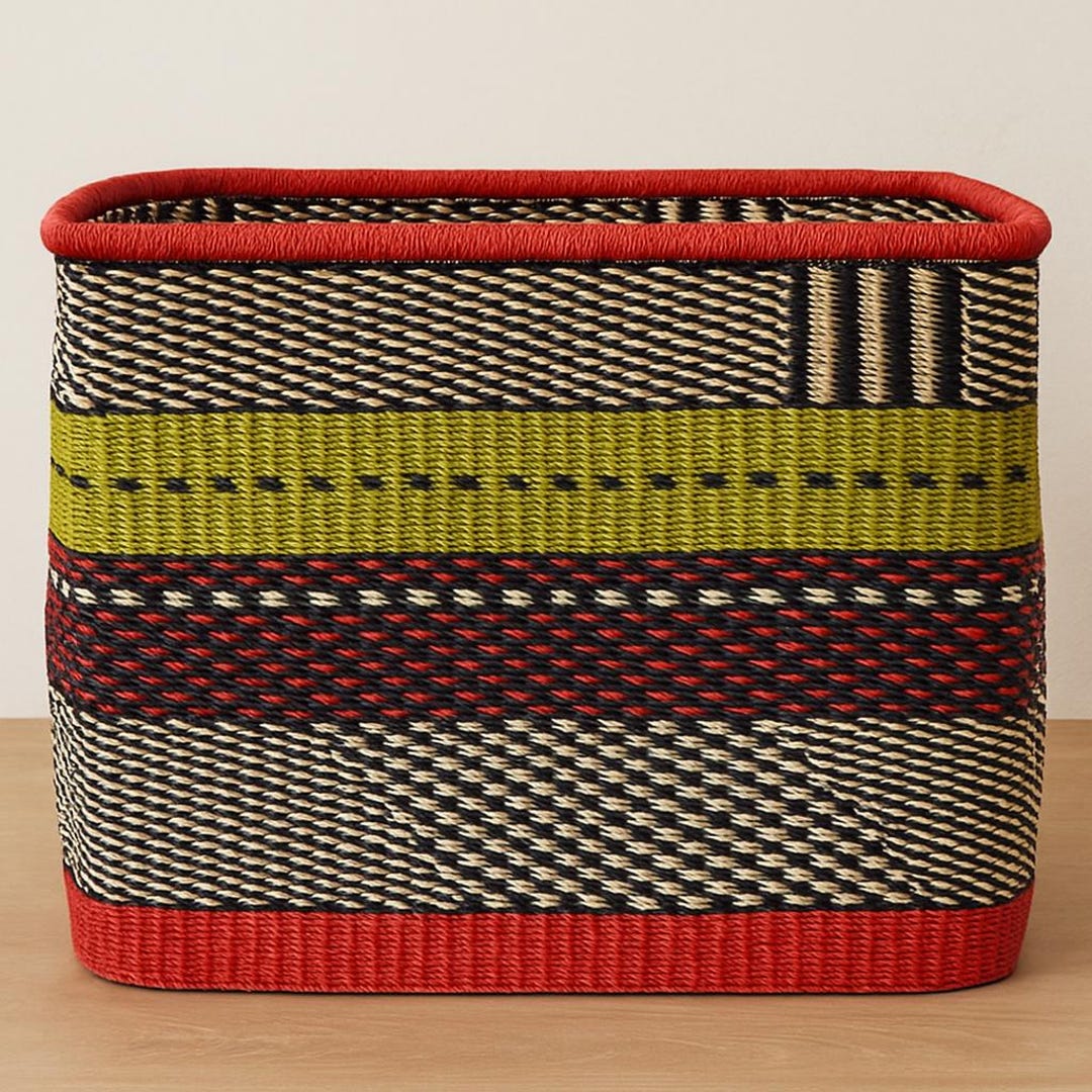 Rectangular Large Stylish Woven Basket – Colorful Handwoven Basket Toy ...