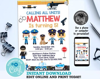 Police invitations | Etsy