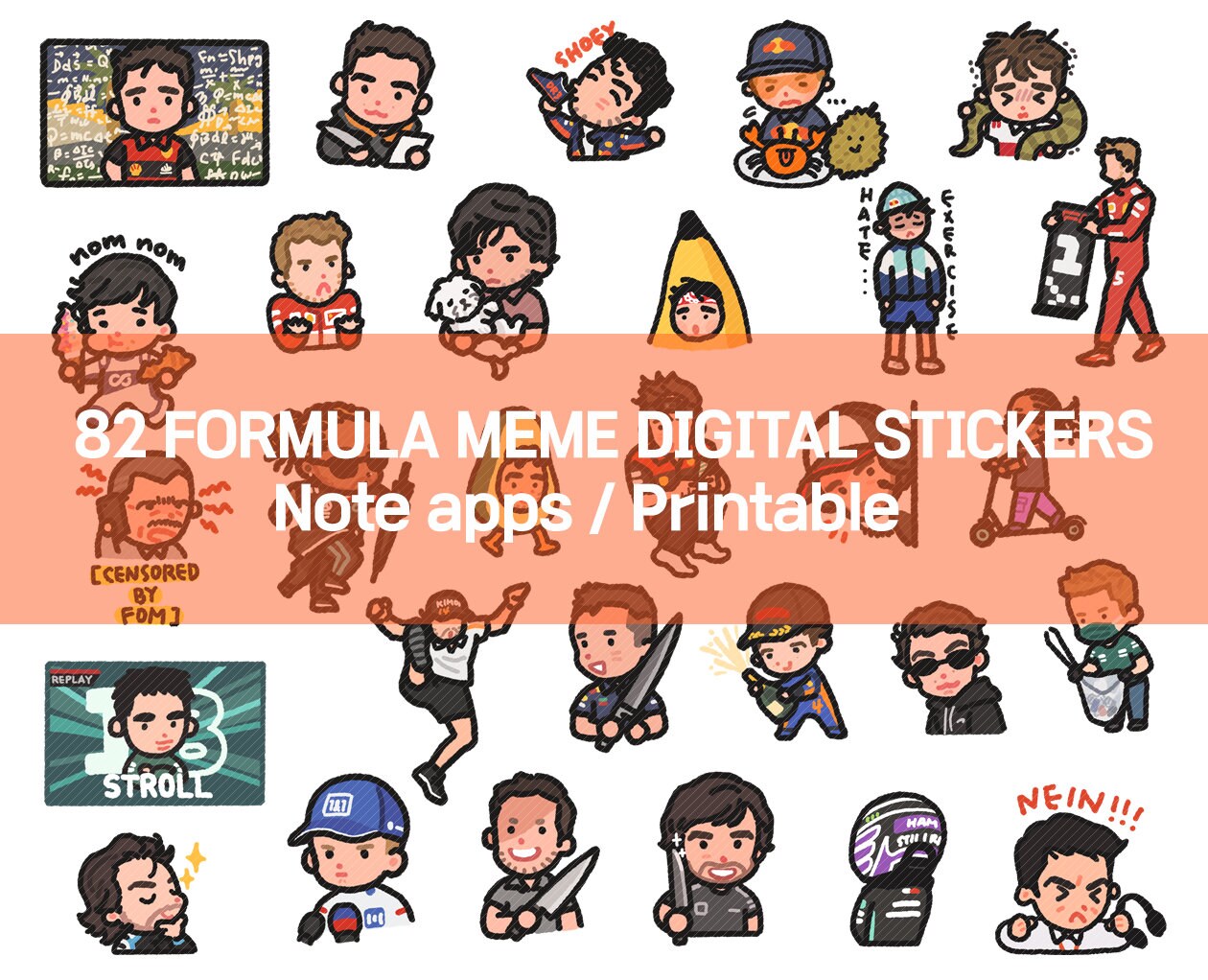 Vol. 1 Formula One Meme Digital 82pcs Stickers printable - Etsy