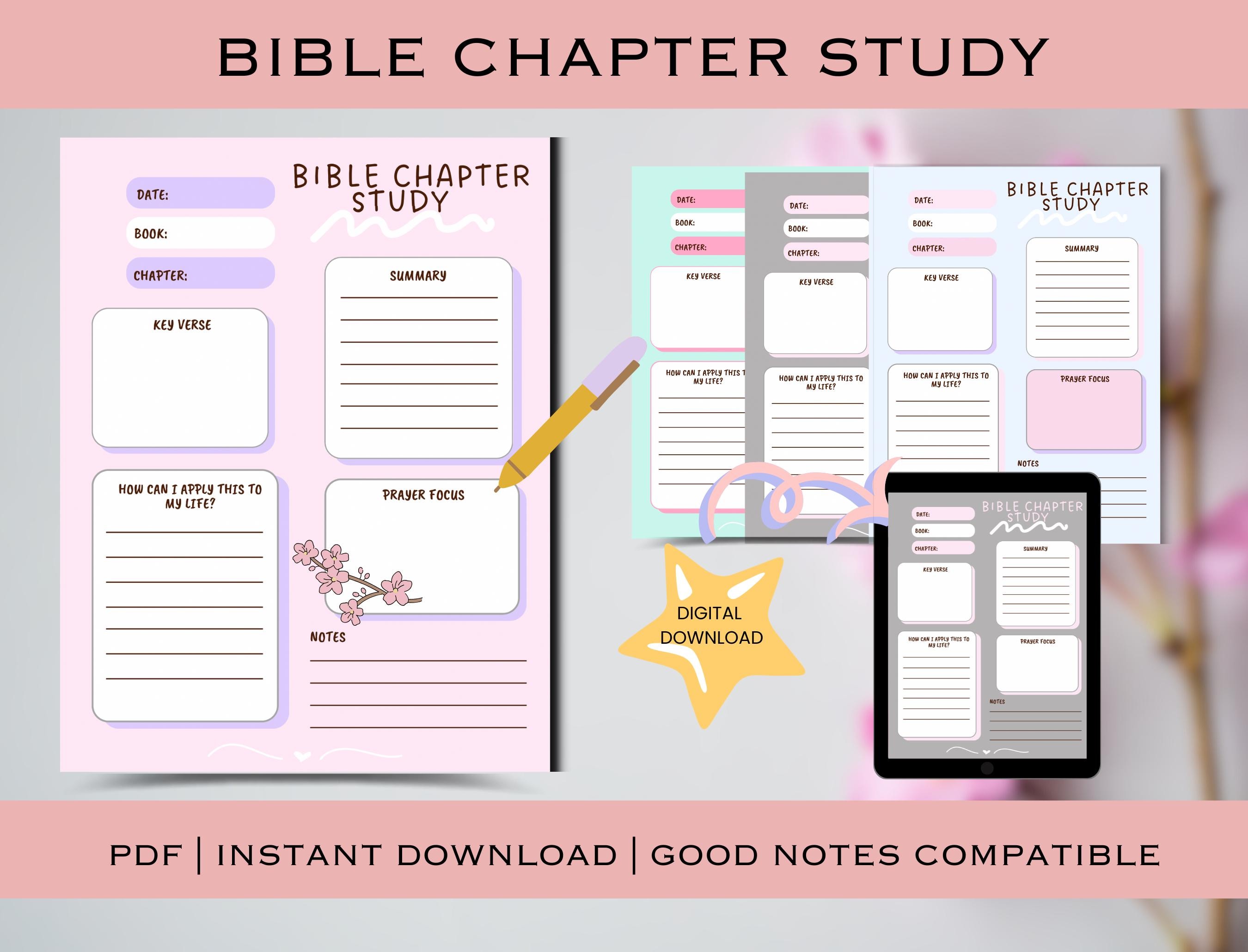 Bible Chapter Study, Digital Bible Study, Bible Template, Bible Summary ...
